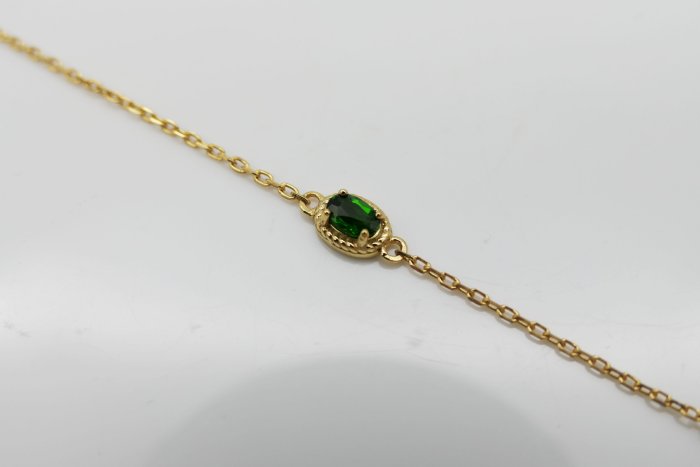 (小蔡二手挖寶網) 天然透輝石+亮鑽點綴 925純銀包金 金色手鍊 含台大保證書 總重1.89g 行家自行鑑定 商品如圖 100元起標 無底價 | Yahoo拍賣