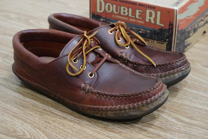 古拙人生 一元起標 美國製 RRL Leather Moccasin Ralph Lauren Double RL 莫卡新鞋 休閒鞋 帆船鞋 ...