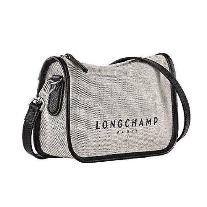 LONGCHAMP Essential Toile 象牙白 拉鍊方盒包 精緻質感 加厚帆布拼皮革 斜背包手提包 背帶可調整長度 隨身輕便 旅行 ...