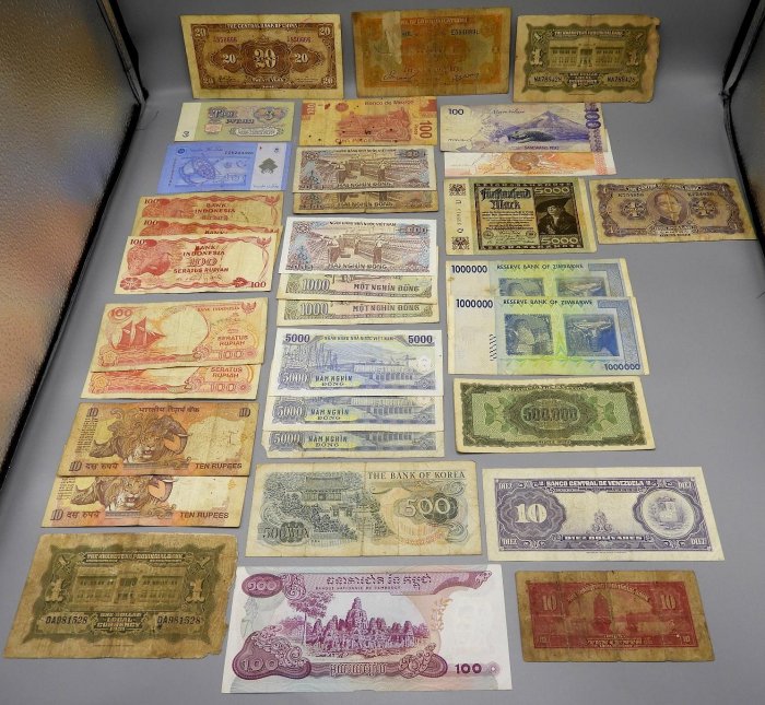 【周日結標】(彥043-7)=世界各國各年份 各面額紙鈔 一批 =中~多折/部份邊損、修補=保真 | Yahoo拍賣