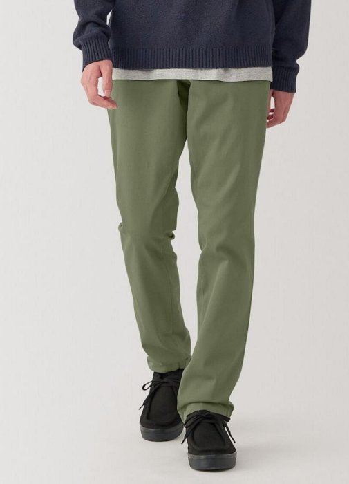 ＊一元起標無底價＊全新真品MUJI 無印良品當季休閒街頭型男時尚基本款有機棉彈性綾織百搭時尚卡其綠色合身休閒褲/W33 | Yahoo拍賣