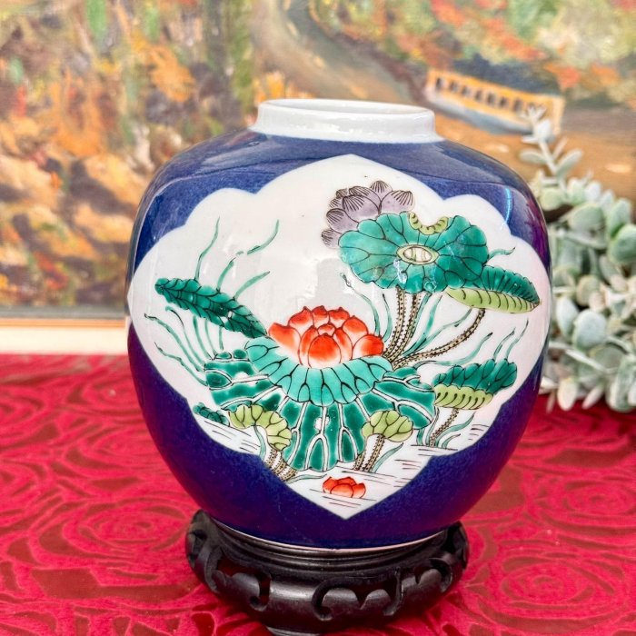 [詢價出]【二手】清晚期 灑藍開窗五彩花鳥罐 新西蘭航空直郵 清晚期灑藍開窗五彩花鳥罐，該罐器型規整4666 | Yahoo拍賣