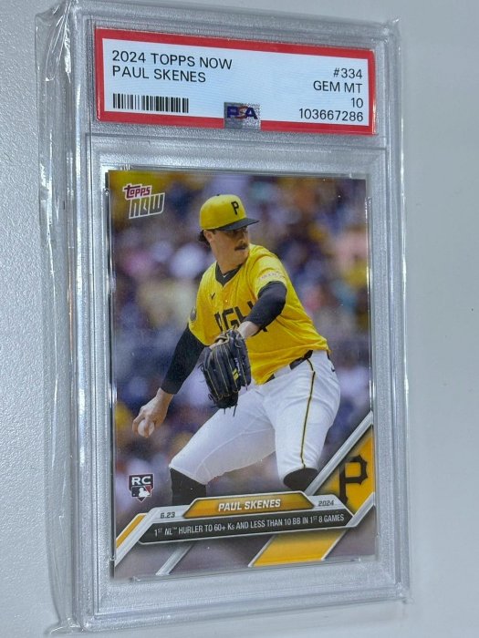 Paul Skenes 2024 Topps Now 334 新人卡 RC PSA10 | Yahoo拍賣
