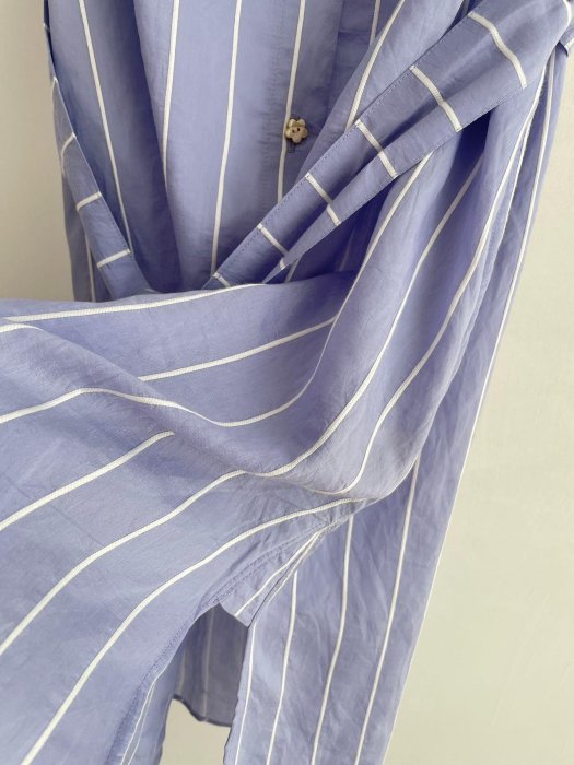 2025夏日特賣~簡約藍底白紋繫帶絲棉連衣裙 M/L | Yahoo拍賣