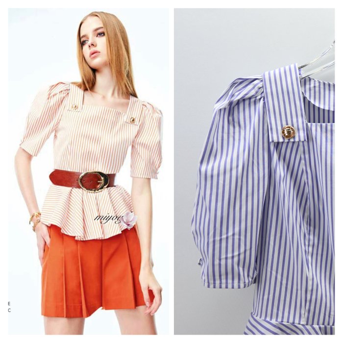 KAO MEIFEN 高美芬 春夏 】ks22 662 🎀 方領條紋上衣 | Yahoo拍賣