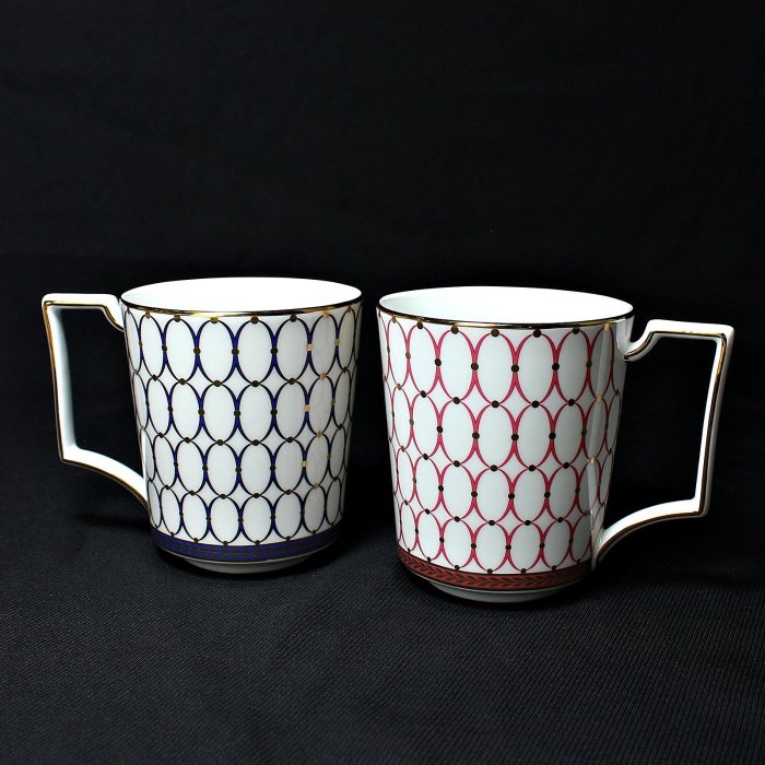 【桑園の】稀少美品 英國骨瓷 Wedgwood 瑋緻活 雙色 文藝復興系列 馬克杯 情侶對杯 附盒 D 7036 | Yahoo拍賣