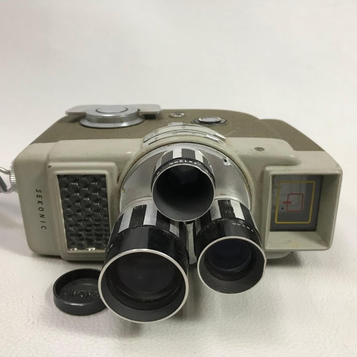 【藏舊尋寶屋】老日本 超經典3鏡頭高階8公分發條機械攝影機Sekonic Elmatic 8 底片相機 附原皮套及簡介※2505080422165-27J※ | Yahoo拍賣