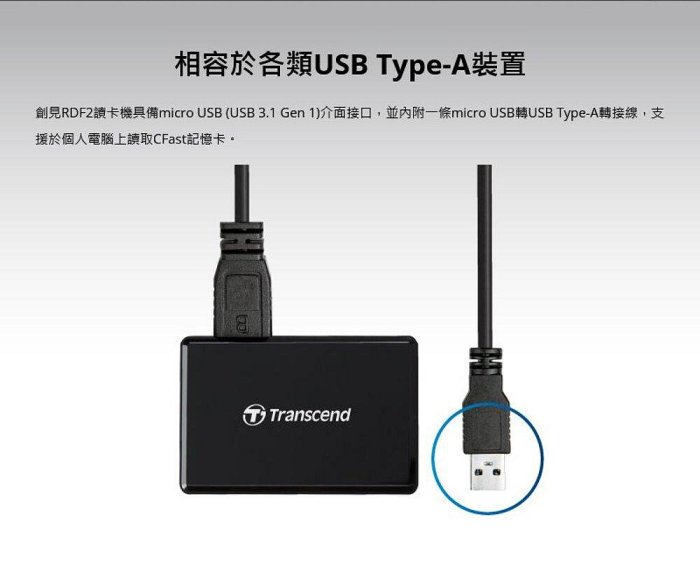 新風尚潮流 【TS-RDF2】 創見 CFast 2.0 專用讀卡機 專業攝影機用 非傳統CF讀卡用 2年保固 | Yahoo拍賣