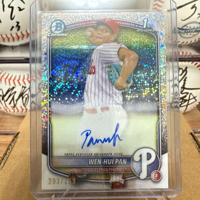 2025 Bowman Chrome 1st 費城人隊 潘文輝 簽名卡 /299 Prospect Speckle Refractor限量299 | Yahoo拍賣
