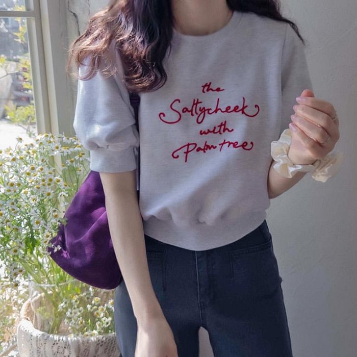 Bellee 正韓 日常可愛版型3D毛線字母短袖棉質上衣 (2色)【0403-2】 | Yahoo拍賣