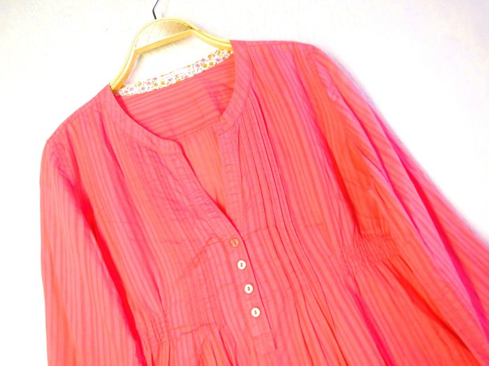 ＊私房精選＊99起標無底價＊lativ專櫃 橘色V領條紋長袖棉麻上衣(M)3386 | Yahoo拍賣