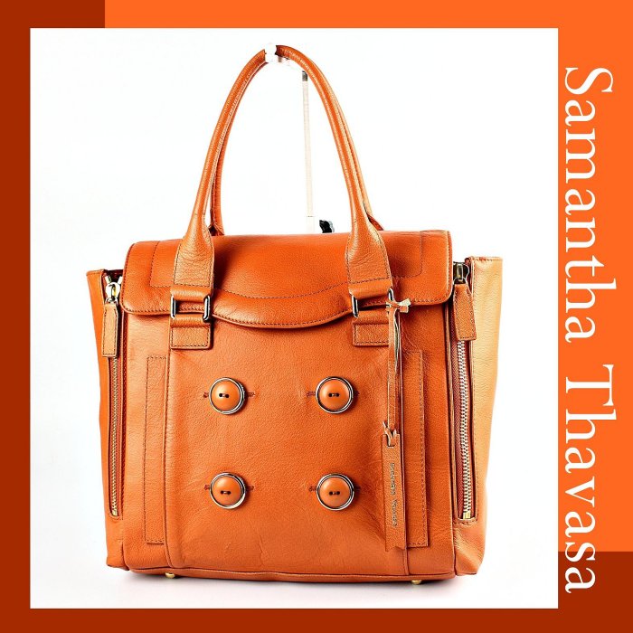 【桑園の】二手真品 Samantha Thavasa 學院風格 愛馬仕橘 肩揹包 週日結標 D 4287 | Yahoo拍賣