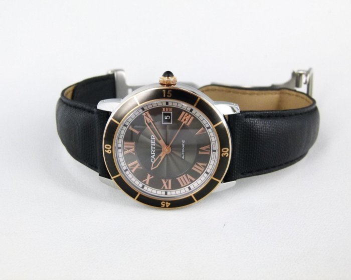 【一元起標/有底價】Cartier卡地亞(42mm) Ronde 3886-不鏽鋼自動上鍊機械腕錶(附盒書) | Yahoo拍賣