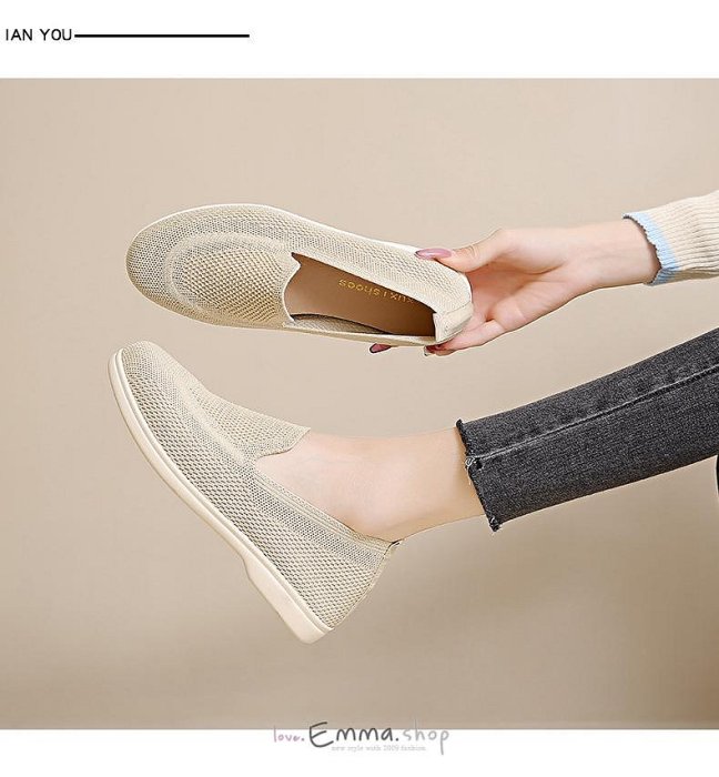 EmmaShop艾購物-韓國同步上新-素面針織透氣休閒便鞋/休閒鞋/懶人鞋 | Yahoo拍賣