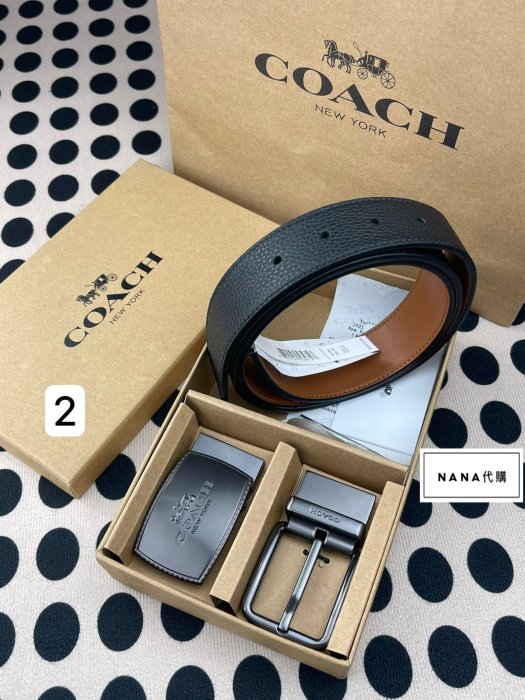 NaNa代購 Coach 91305 12027 六款雙扣頭禮盒皮帶 男士皮帶 雙面可用黑/駝色 附代購憑證 | Yahoo拍賣