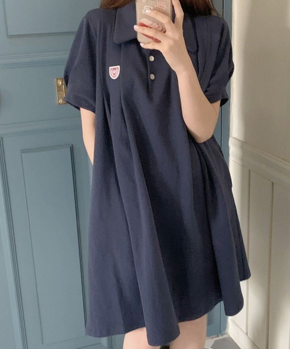 【2023山東七月號】23SS！韓國製 打摺口袋設計POLO領口顯瘦洋裝 230710 | Yahoo拍賣