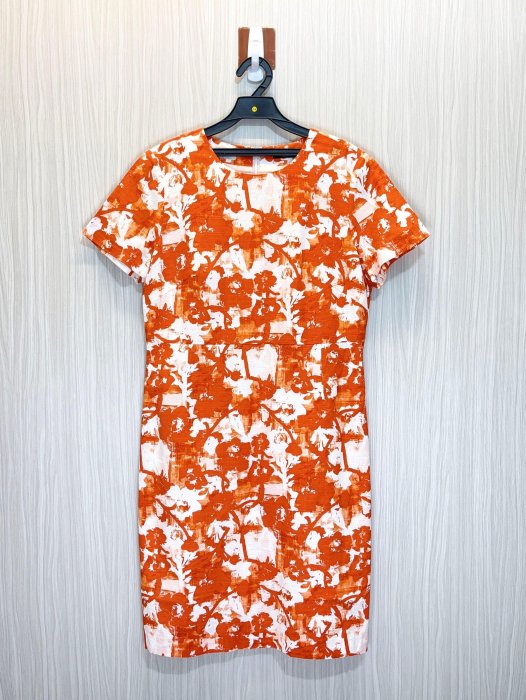 DAKS 日本製 橘色渲染花朵洋裝 (編號250503124 | Yahoo拍賣