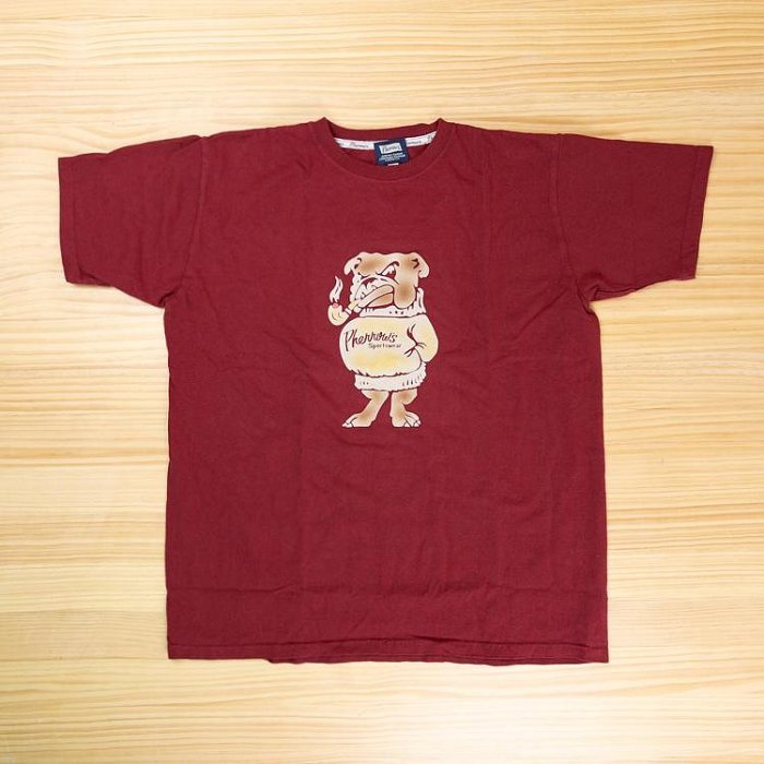 06/30 (一)結標【PHERROW'S】全新僅試穿《L》酒紅色 #23S-PT6 菸斗惡犬短袖T恤 一元起標 | Yahoo拍賣
