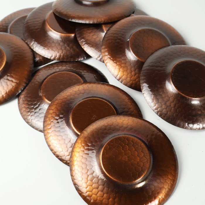 【桑園の】日本 純銅製 637g 槌目紋 超美光澤 茶托 杯托 十客 T 6249 | Yahoo拍賣