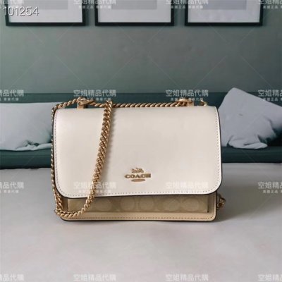 空姐精品代購 COACH 90635 KLARE 奧特萊斯 蔻馳新款 蛇紋拼牛皮 單肩斜挎 翻蓋鏈條女包 附購證下標送禮 | Yahoo拍賣