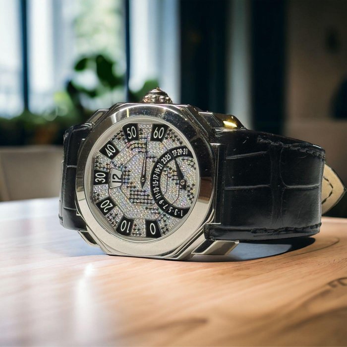 樂時計 絕版商品 18白K金 GG 錶 Gerald Genta Octo Biretro OBR X.60 手錶 少見原廠滿天星面盤 39mm | Yahoo拍賣