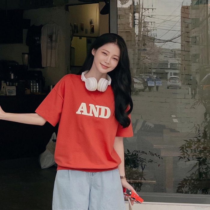 Bellee 正韓 三角補釘領AND字母短袖棉上衣 (2色)【0604-117】 | Yahoo拍賣