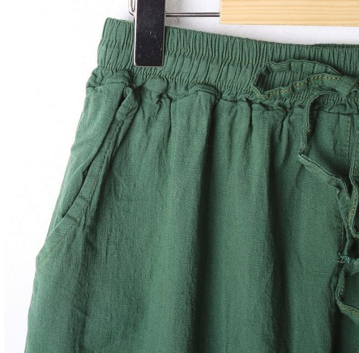 Bellee 正韓 透氣好穿鬆緊綁帶棉麻四分褲 (3色)【0613-14】 | Yahoo拍賣