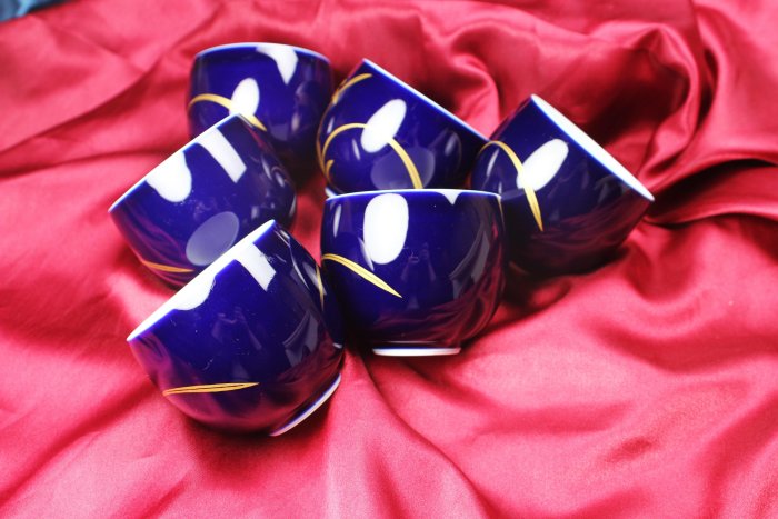 【桑園の】日本高級 香蘭社 琉璃藍 經典蘭花 金蘭 瓷器 湯吞 6客 Q 11085 | Yahoo拍賣