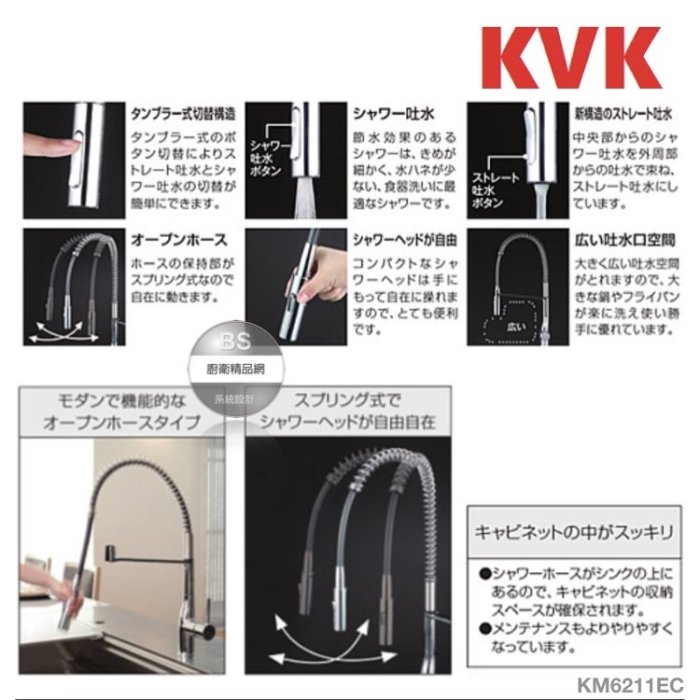 【BS】日本KVK 中島廚房伸縮花灑龍頭 KM6211EC 吧台水龍頭 | Yahoo拍賣