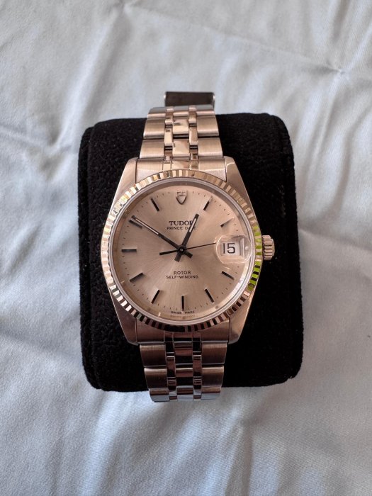 【老錶珍藏】Tudor 帝舵 Prince Date 74034 不鏽鋼 18K白金外圈 銀色面盤 自動上鍊 34mm | Yahoo拍賣