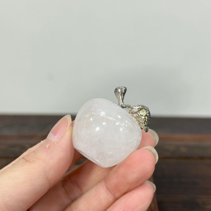 【居寶屋】精選天然 白水晶 小蘋果 鑲鑽頭 平平安安 萬事如意 桌上擺蘋 萬事擺平 一元起標 無底價 B269 | Yahoo拍賣