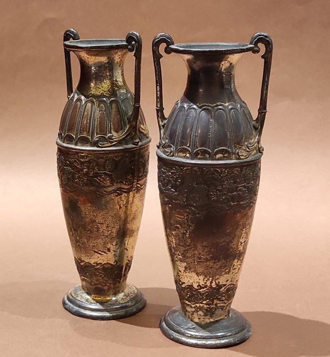 特價起標 】台灣民藝 --曰据 銀製 花瓶一對 | Yahoo拍賣