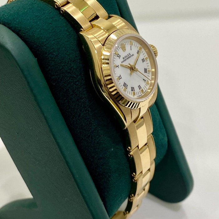 金運名錶當舖 ROLEX 勞力士 R93 67198 R OYSTER 750黃金 自動 24/175mm 鉚釘 保單1988現貨 1669 ...