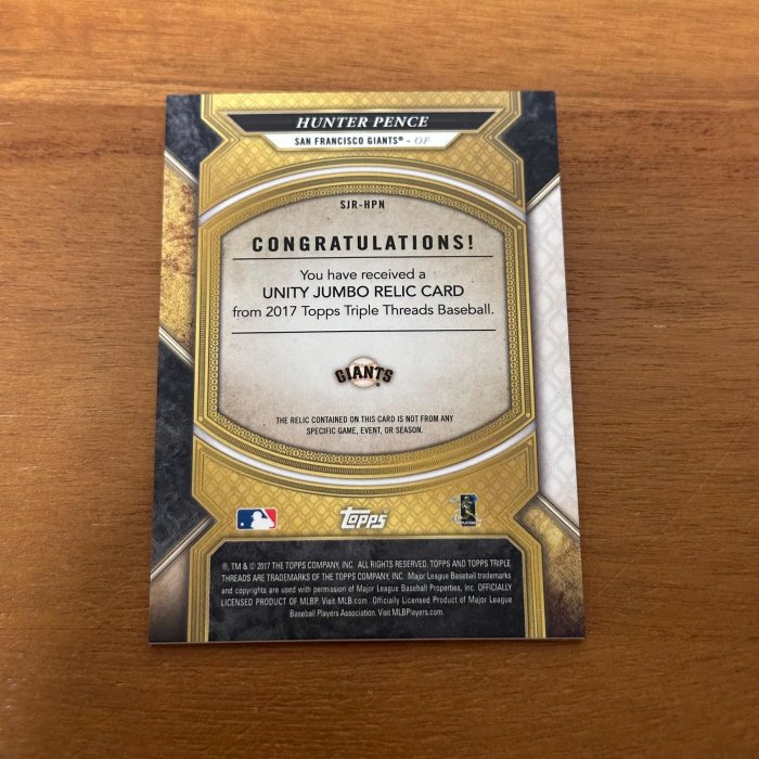 2017 Triple Threads 三冠王 傳奇強棒 Hunter Pence 高檔實戰球棒卡 13/27 | Yahoo拍賣