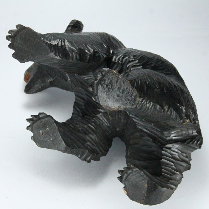 【桑園の】日本木藝品 黑熊 厚實 1548g 職人手雕 整塊實木 雕件 擺件 K 7311 | Yahoo拍賣