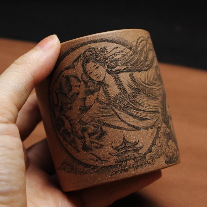 【桑園の】精美 紫砂杯 大型 嫦娥奔月 直筒 大湯吞 未使用美品 Q 7171 | Yahoo拍賣