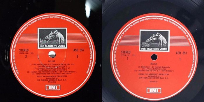 英版古典-HMV半月狗/ASD 357/戴流士:布瑞格市集;日出前的歌;春聞杜鵑啼;夏夜河上;等/畢勤-皇家愛樂管弦樂團 | Yahoo拍賣