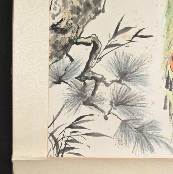 《玖隆蕭松和 挖寶網K》款宋淑霞 款林晉 丁丑年 高儀千姿 孔雀 松樹 書法彩墨畫 掛軸 (11489) | Yahoo拍賣