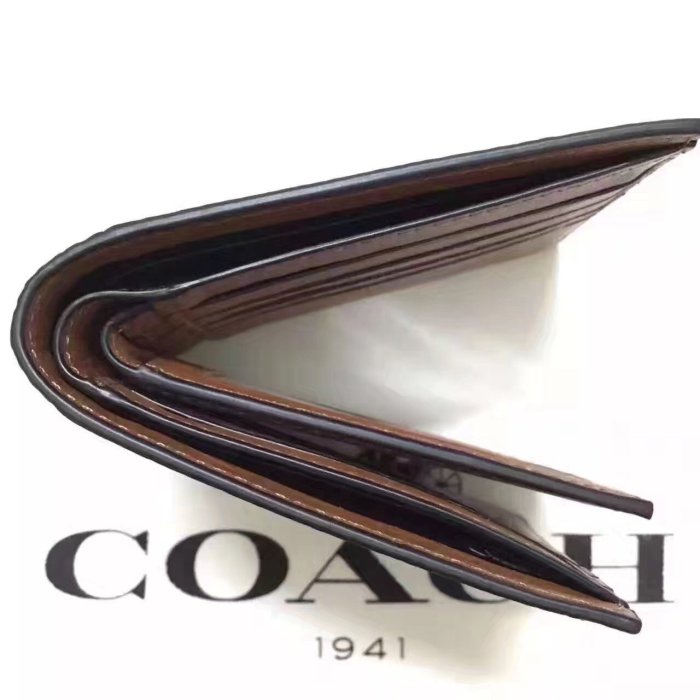 琪琪Outlet代購 Coach 75086 新款條紋短夾男士皮夾 運動STYLE 多功能皮夾 附購買憑證 | Yahoo拍賣