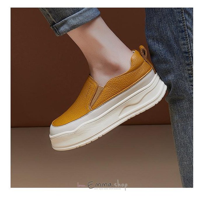 EmmaShop艾購物-韓國同步上新-限量頭層牛皮休閒復古風樂福鞋/平底鞋/懶人鞋 | Yahoo拍賣