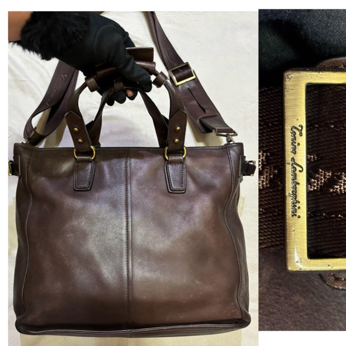 一元起標～ 正品 藍寶堅尼Tonino Lamborghini牛皮公事包💼 小牛真皮大方包 A4托特包 皮革肩背包 手提包 全皮精品包 波特包隨行包 | Yahoo拍賣