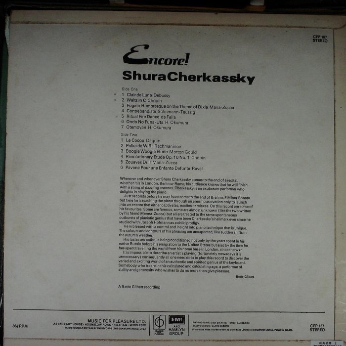 英版古典-EMI/CFP 157/徹卡斯基,鋼琴/德布西:月光,蕭邦:第1號革命練習曲,法雅: 火祭之舞,拉威爾: 死 | Yahoo拍賣