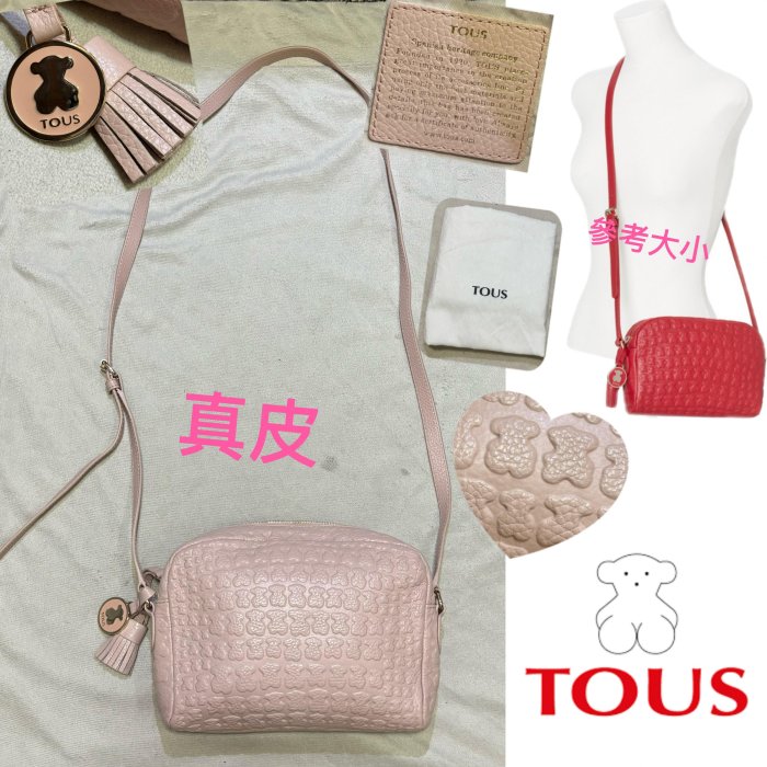 一元起標 全新 TOUS陶斯小熊🐻真皮浮雕斜背包 粉色相機包小熊🐻皮革托特包 真皮肩背包全皮側背包 隨行包 精品包 | Yahoo拍賣