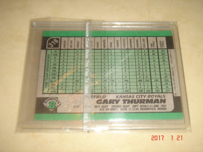  Gary Thurman 1991 Topps Yahoo 