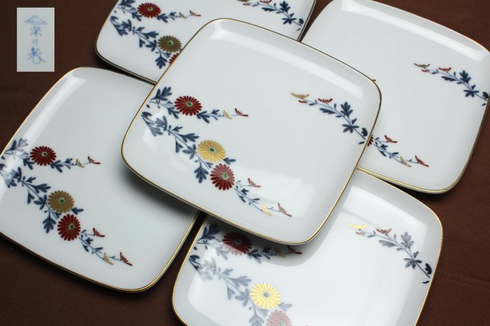 【桑園の】 日本宮內廳御用 深川製磁 萬菊描金 皿 角皿 瓷器 5客 高品 Q 7272 | Yahoo拍賣