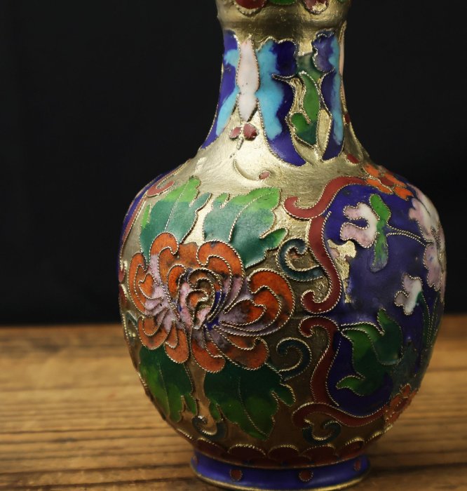 【桑園の】老件 景泰藍 銅胎 掐絲琺瑯 小花瓶 藝術品 珍藏老件 (委託品) T 8038 A02 | Yahoo拍賣