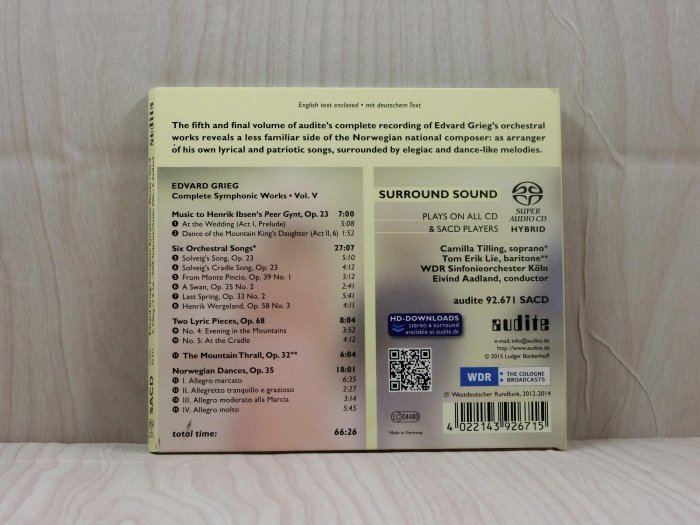 052704》SACD》Edvard Grieg：Complete Symphonic Works Vol. Ⅴ | Yahoo拍賣