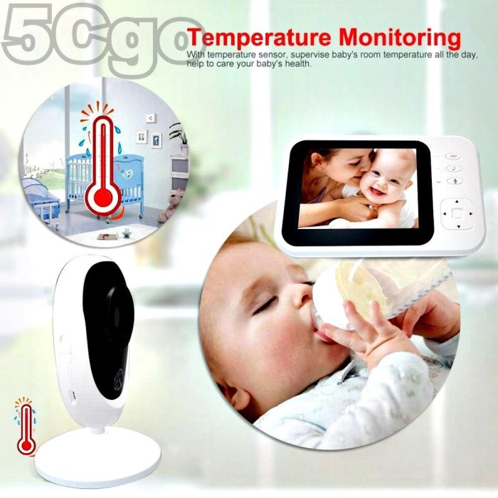 5Cgo【權宇】不用WIFI華泰科SM35V監視器加3.5吋銀幕可達260M影音同步寶寶音樂溫度夜照對講2.4G 含稅 | Yahoo拍賣