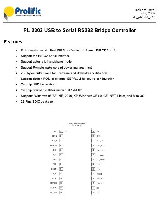 PL2303SA USB to RS-232 Bridge Controller PROLIFIC SOIC-8 | Yahoo拍賣