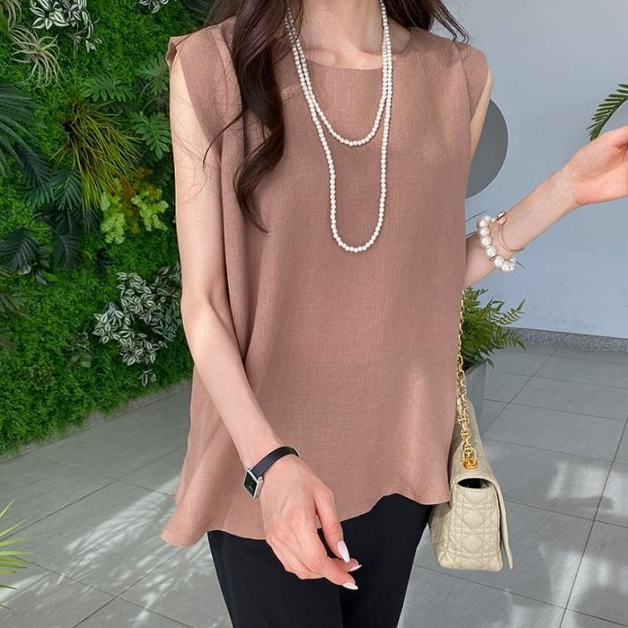 Bellee 正韓 涼感材質絲混紡無袖長版上衣 (4色)【0618-15】 | Yahoo拍賣